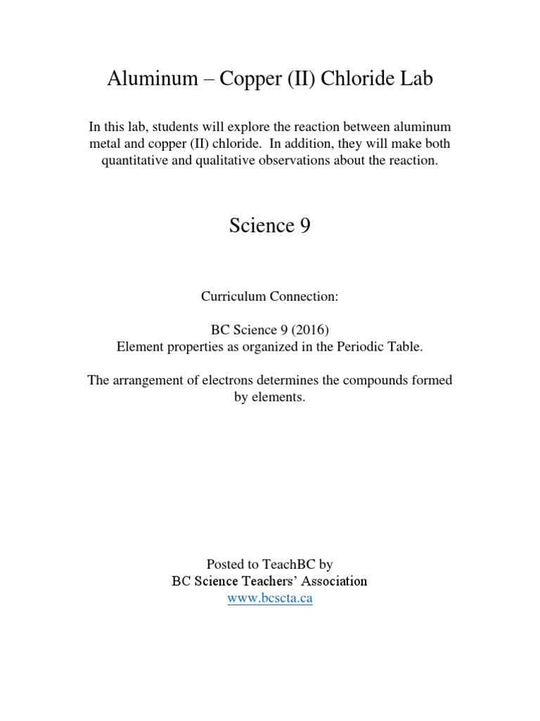 Aluminum Copper Chloride Lab | PDF | Chemical Reactions | Solubility