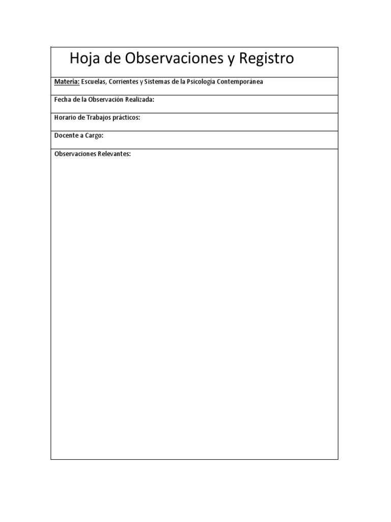 Hoja de Observaciones y Registro PDF | PDF