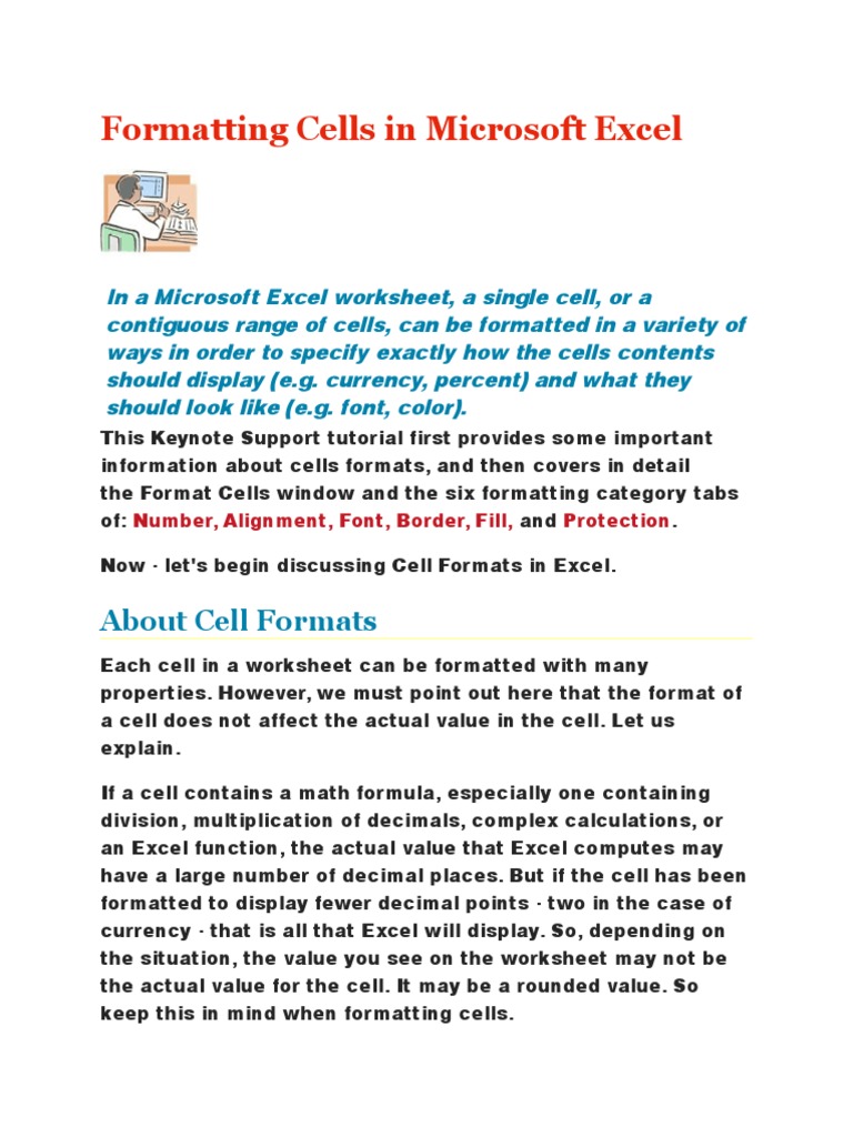 Formatting Cells in Microsoft Excel | PDF | Spreadsheet | Microsoft Excel