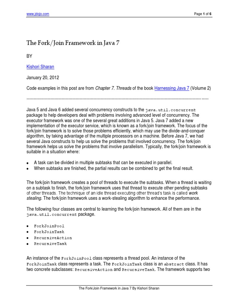 The Fork Join Framework in Java7 | PDF | Method (Computer Programming) | Class (Computer ...