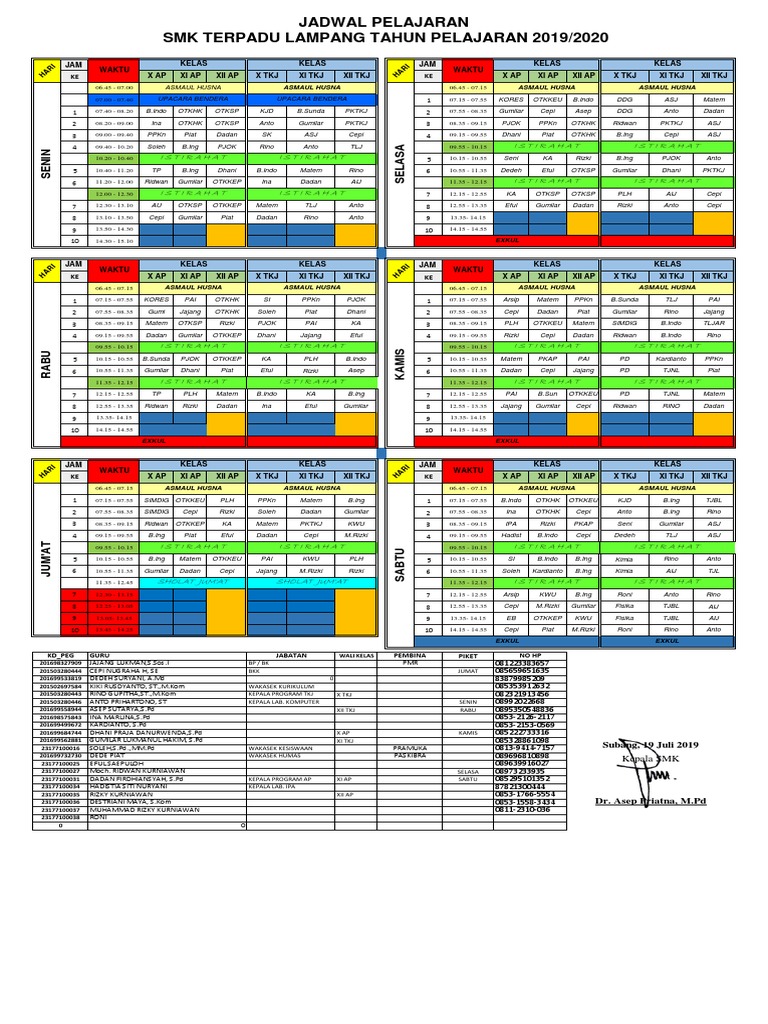 Contoh Penyusunan Jadwal Pelajaran | PDF