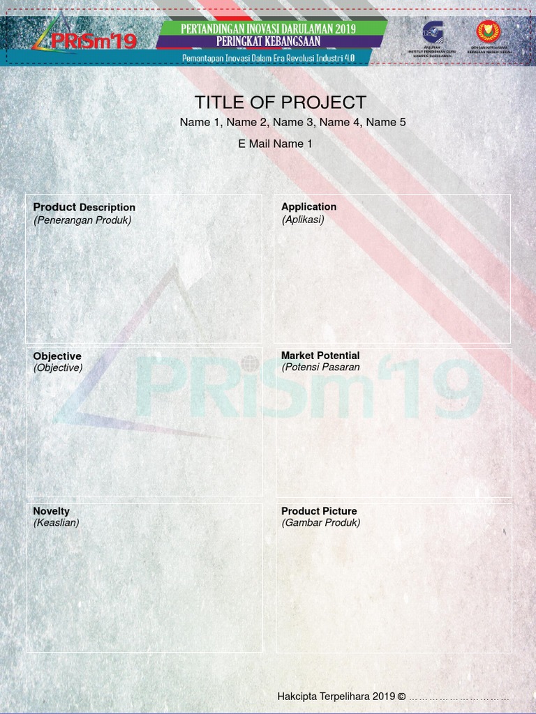 Name 1, Name 2, Name 3, Name 4, Name 5 E Mail Name 1: Title of Project ...