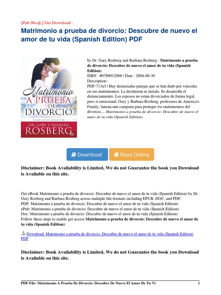 Matrimonio Prueba Divorcio Descubre Spanish PDF Bcff3daae | PDF ...