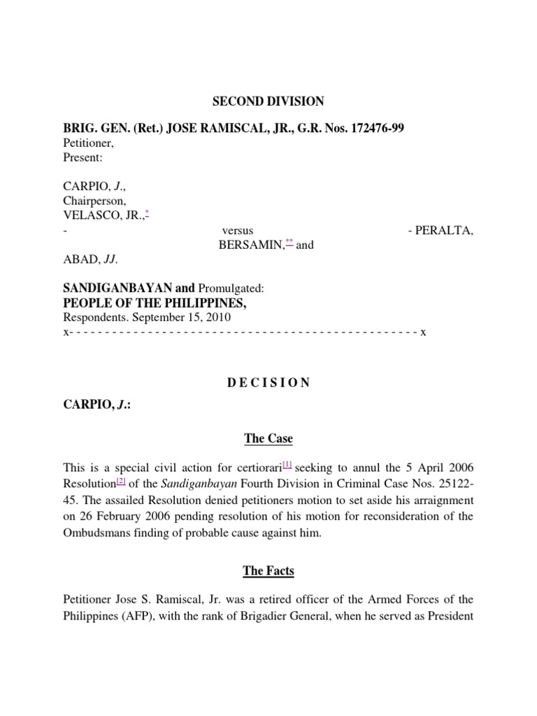 Sec14 8ramiscal V Sandiganbayan | PDF | Arraignment | Plea