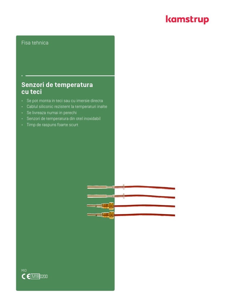 2-Wire Pt500 Temperature Sensors - Data Sheet | PDF