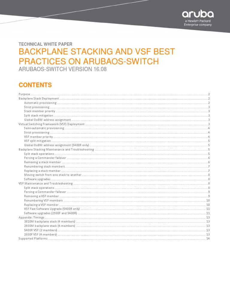 Backplane Stacking and VSF Best Practices | PDF | Booting | Network Topology