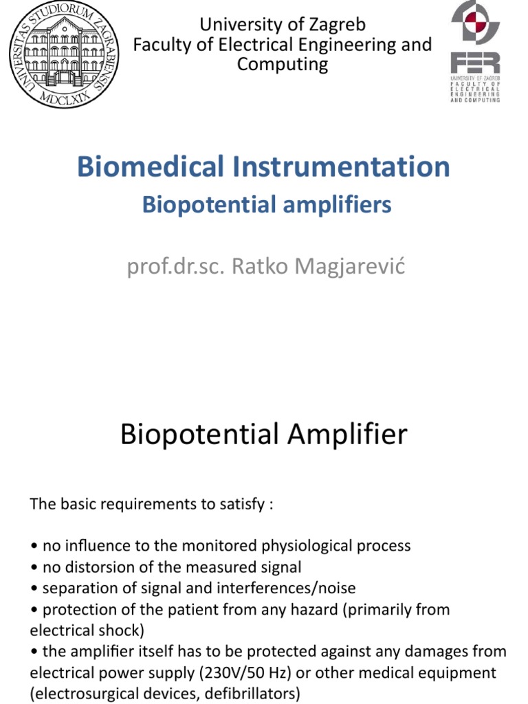 Biomedical Instrumentation: Biopotential Amplifiers | PDF | Amplifier ...