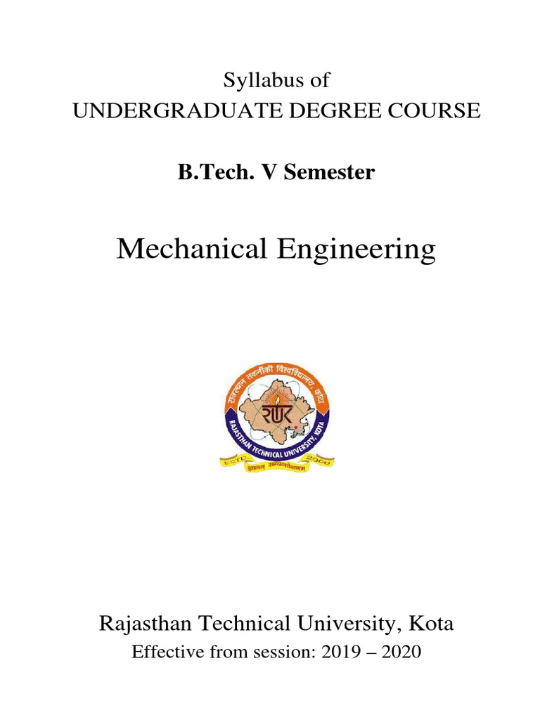 Mechanical Engineering: Syllabus of Undergraduate Degree Course | PDF ...