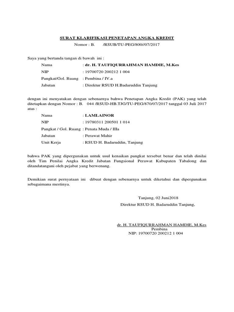 Surat Klarifikasi PAK | PDF