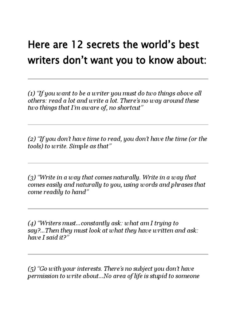 12 Secrets of Successful Writers | PDF