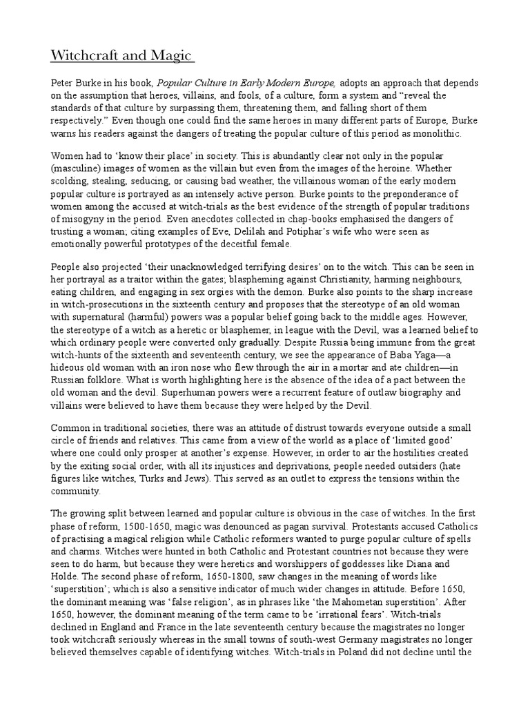Writing Sample 4 | PDF | Witchcraft | Witch Hunt