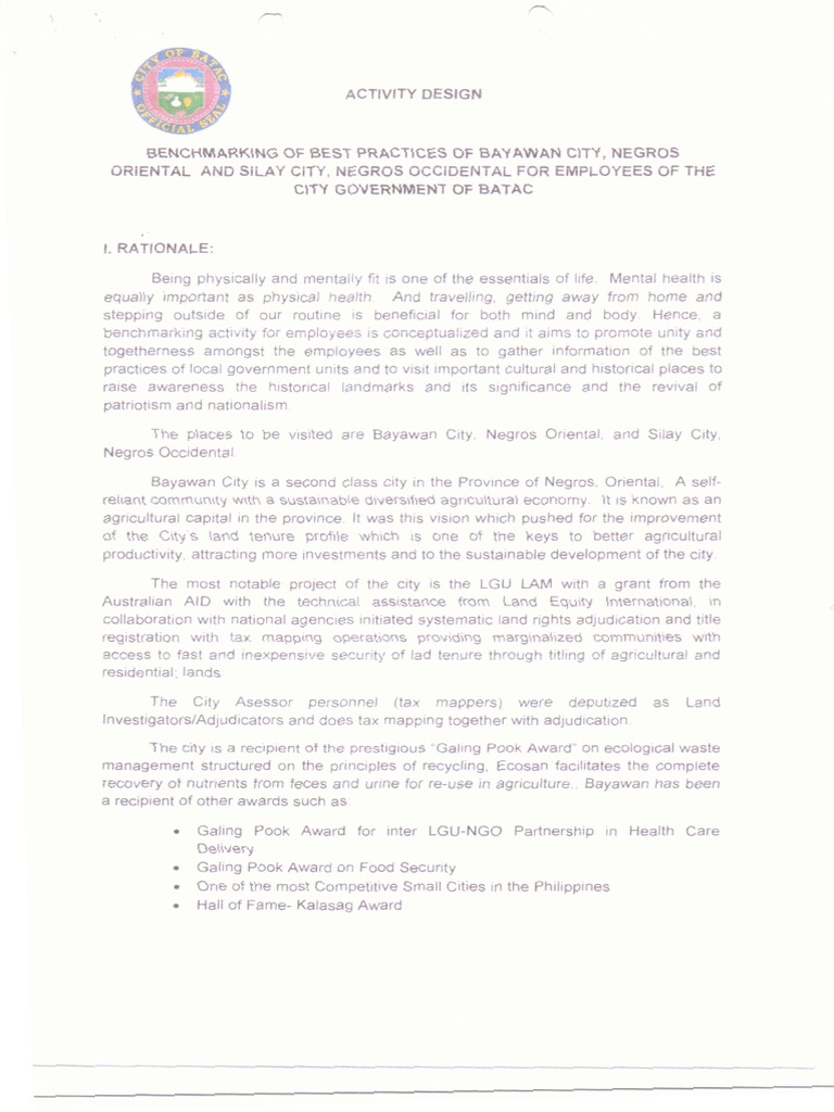 Benchmarking Activity Design PDF | PDF | Economies | Business