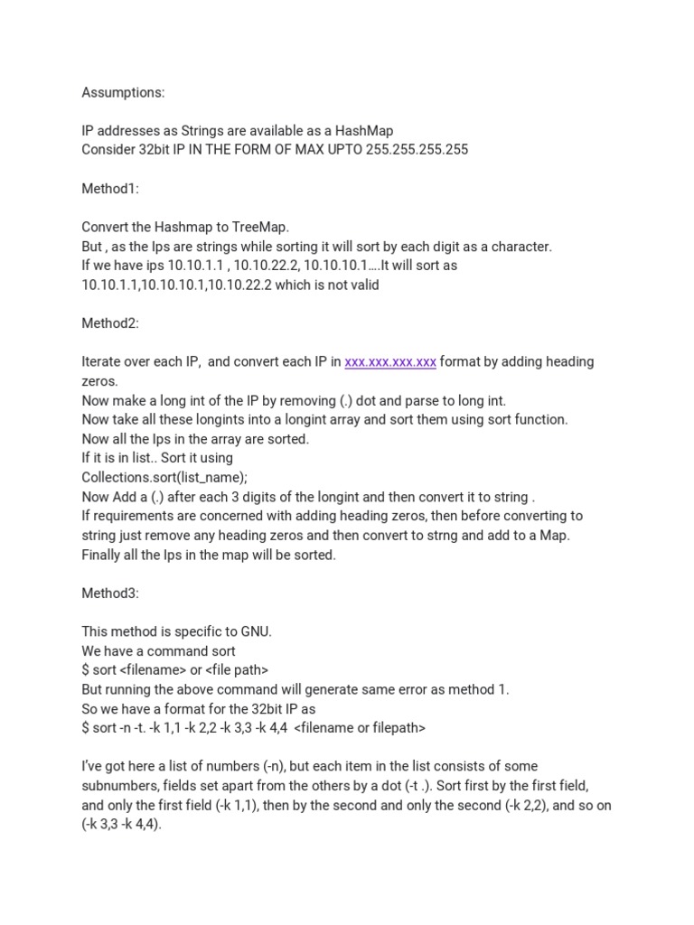 Sorting Ip Address Pdf String Computer Science Computer Data