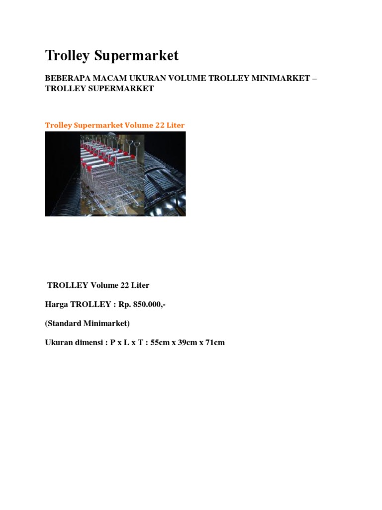 Trolley Supermarket: Size & Pricing Guide | PDF | Food Retailers ...
