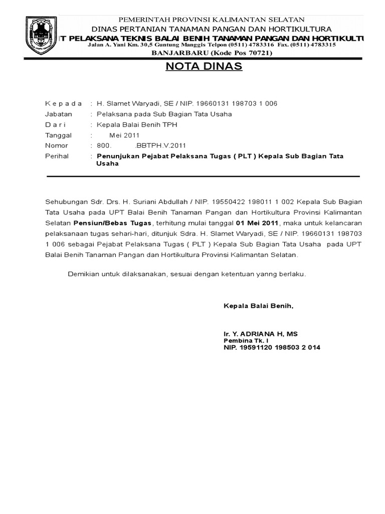 Contoh Surat PLT | PDF