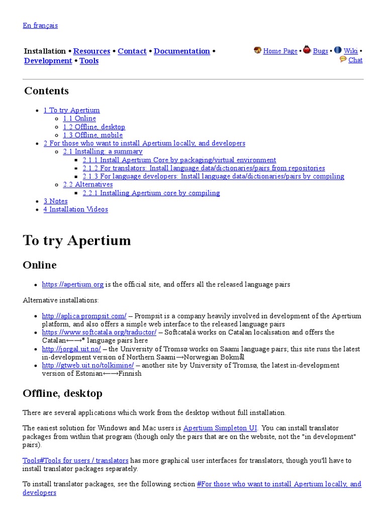 To Try Apertium: Installation | PDF | Online And Offline | Mac Os