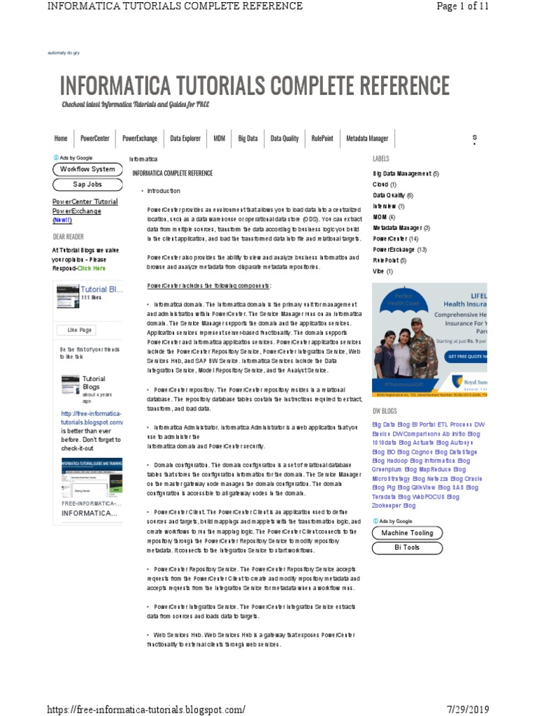 Informatica Tutorials Complete Reference | Download Free PDF | Metadata | Web Service