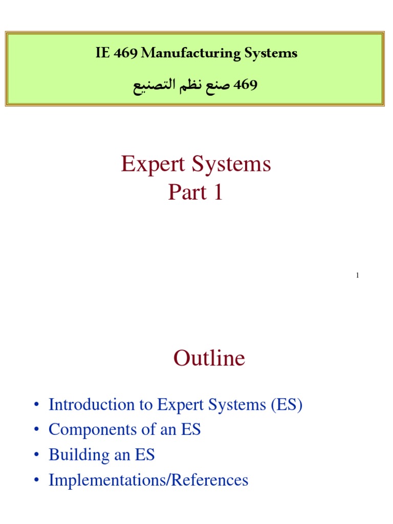 4 6 Expert Systems 1 | PDF | Expert | System
