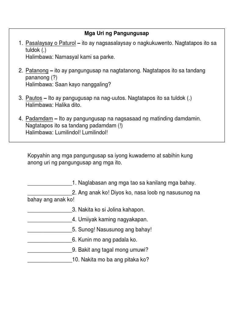 Pangungusap Na Patanong At Pasalaysay Worksheet Live, 57% OFF