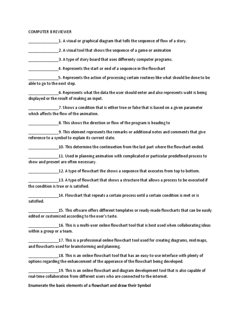 Enumerate The Basic Elements of A Flowchart and Draw Their Symbol | PDF ...