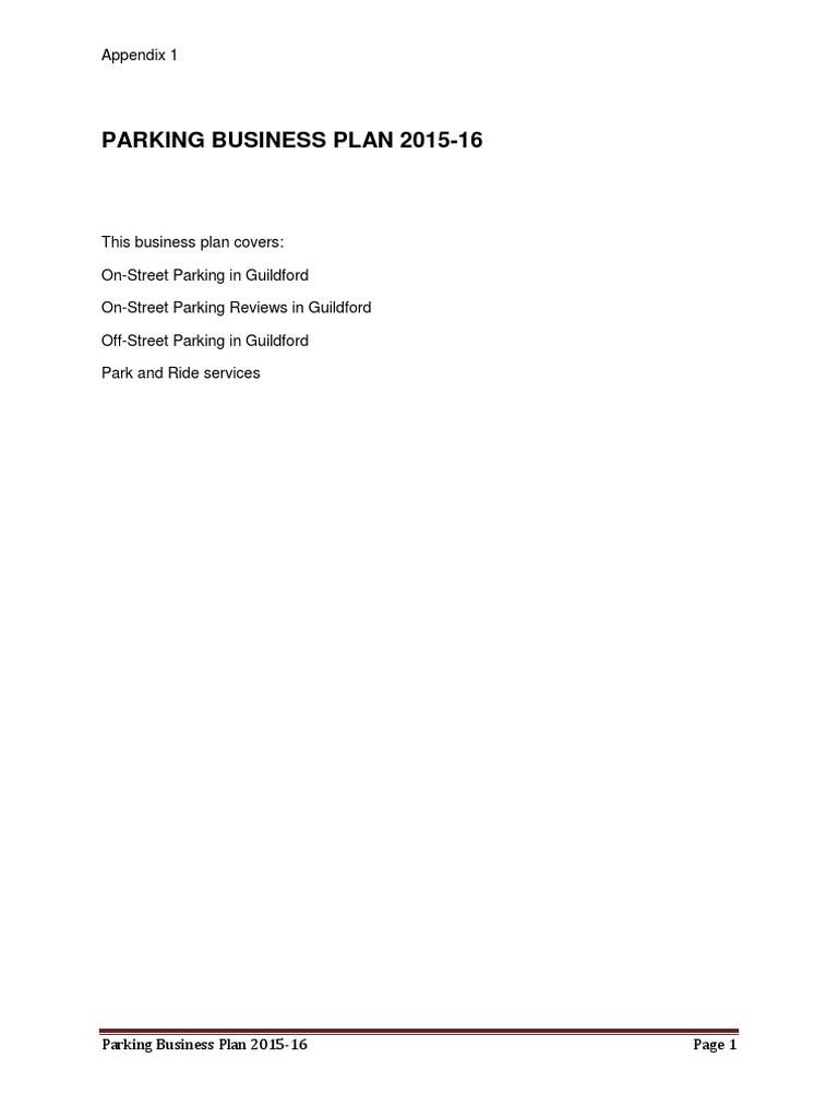 Guildford Parking Business Plan 2015-16 | PDF | Parking | Parking Lot