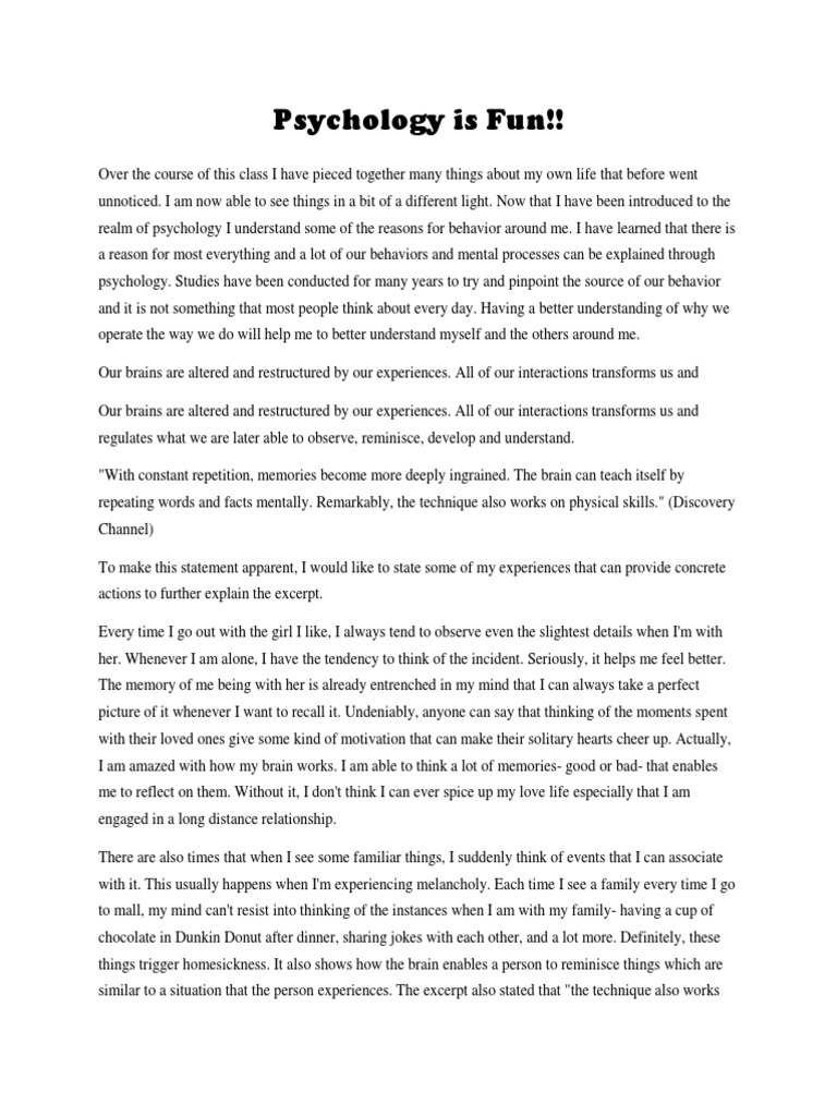 Psychology Is Fun!! | PDF | Thought | Memory