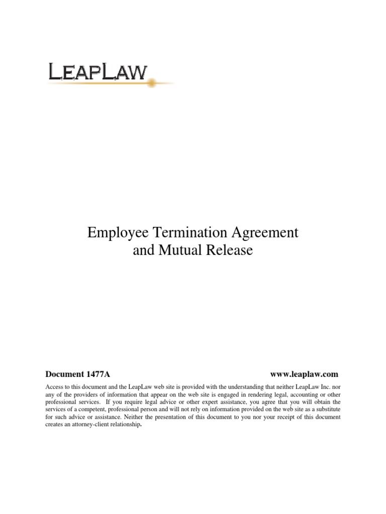 Mutual Employment Termination Agreement | PDF | Arbitration | Legal ...