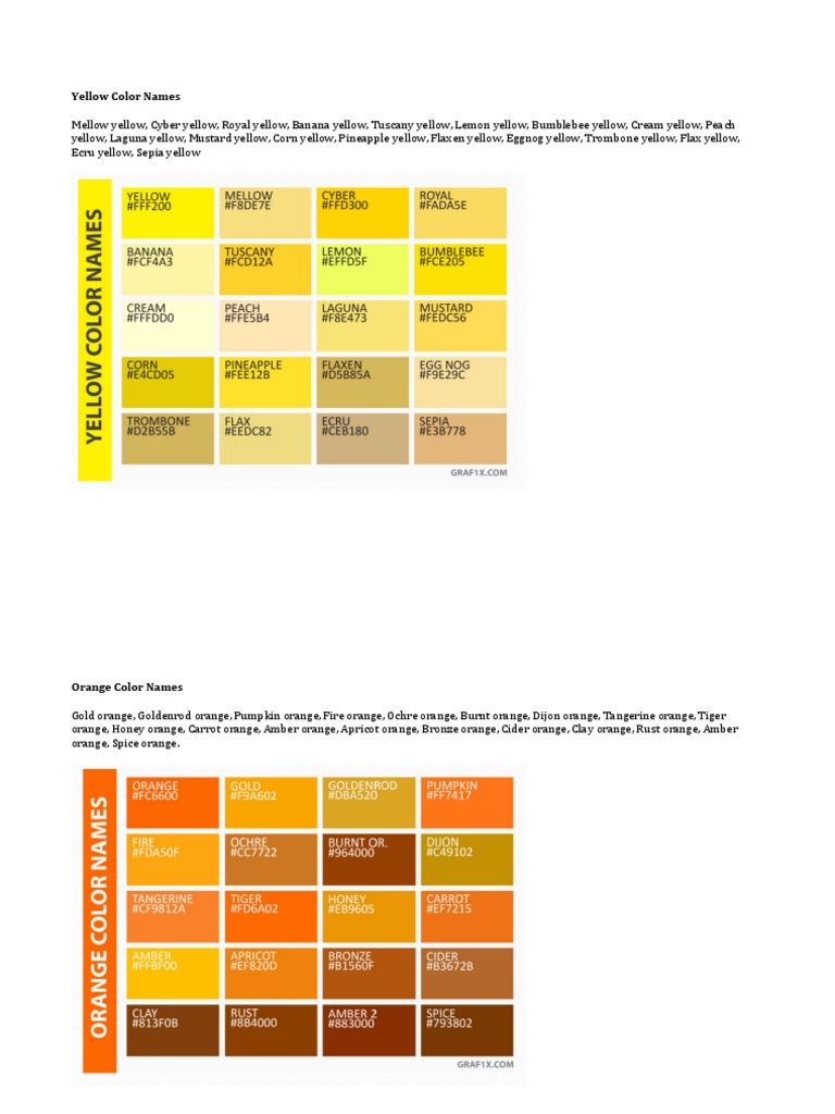 Color Names PDF | Download Free PDF | Qualia | Color