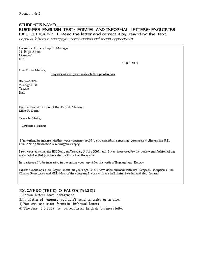 Formal Letter Writing Guide | PDF | Travel