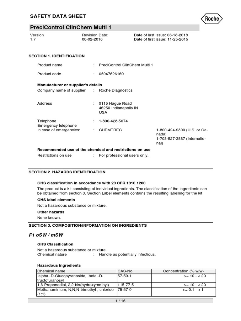 Msds Control Kimia | PDF | Toxicity | Dangerous Goods