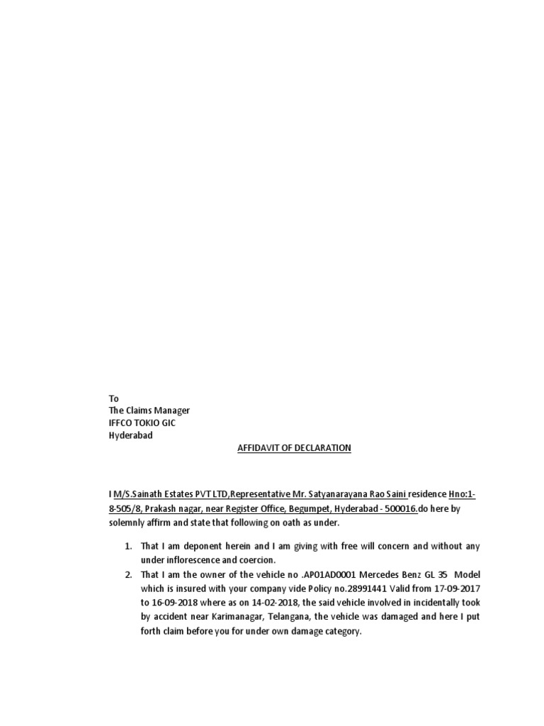 TP Affidavit Format | PDF | Affidavit | Virtue