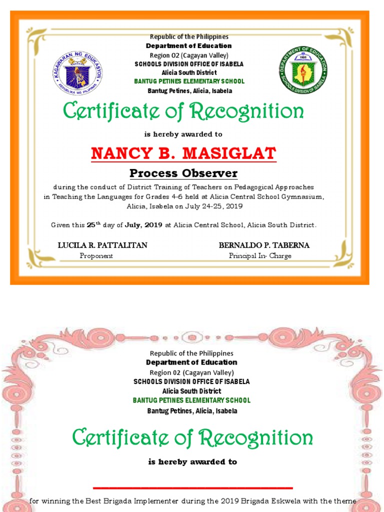 Certificate For INSET | PDF