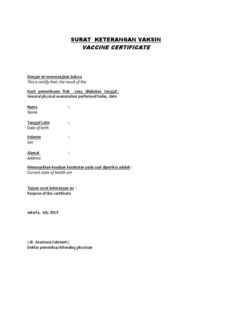 Surat Keterangan Vaksin | PDF
