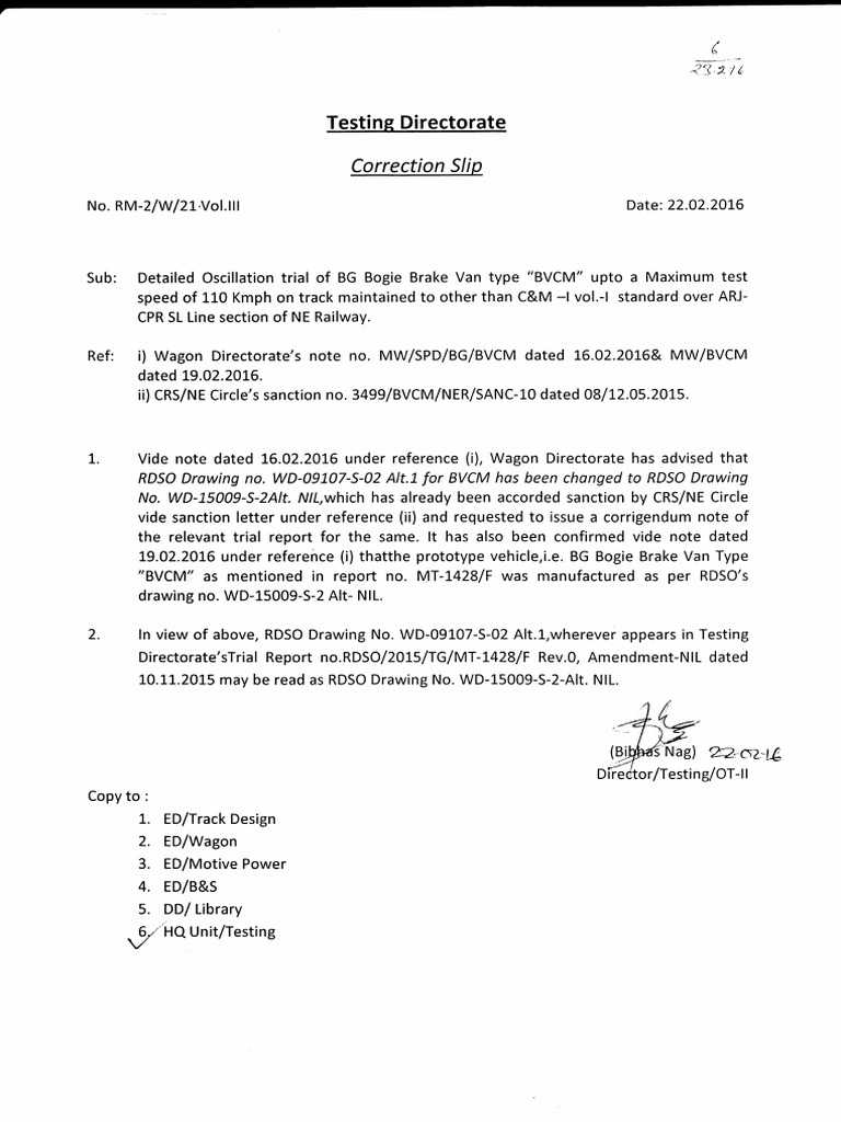 Correction Slip To MT-1428 | PDF