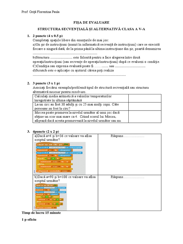 Fisa de Evaluare | PDF