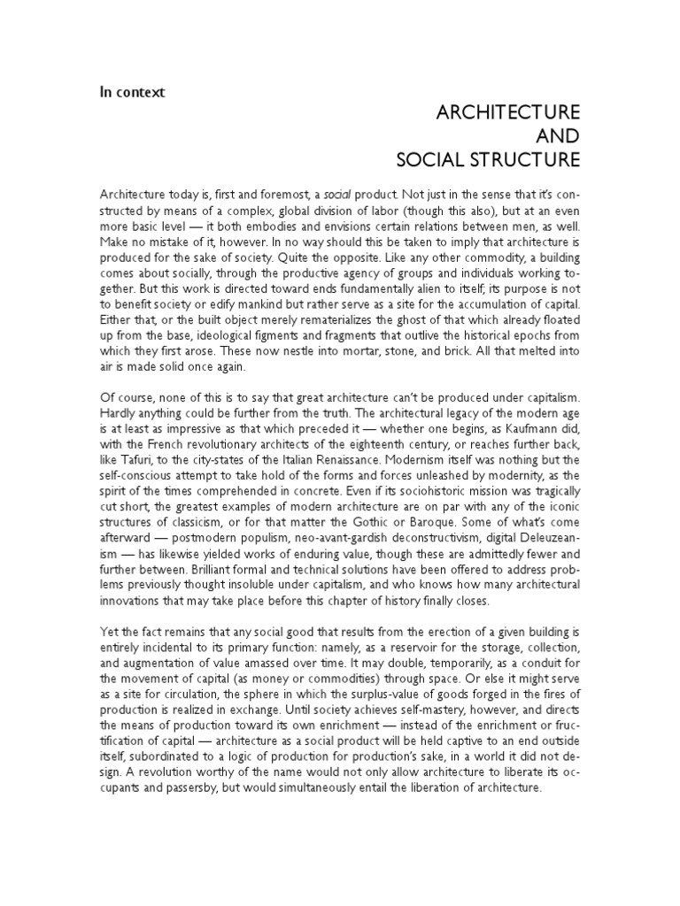 Architecture and Social Structure PDF | PDF