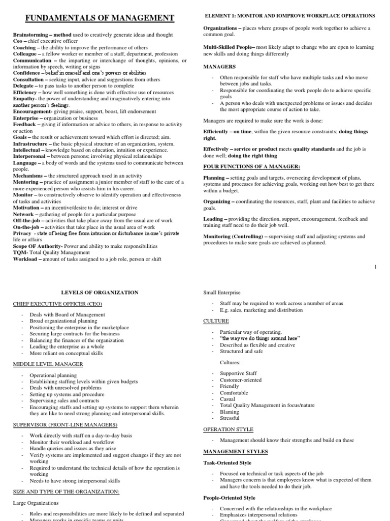 Management Fundamentals Overview | PDF | Leadership | Goal