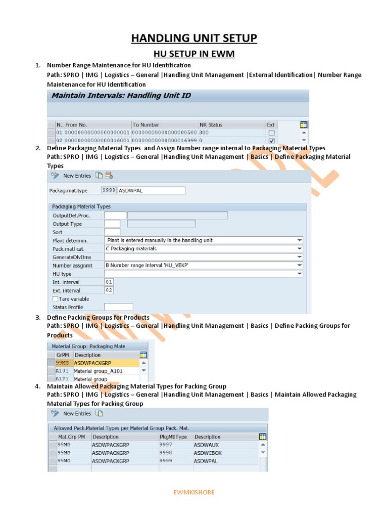 Handling Unit Setup | PDF