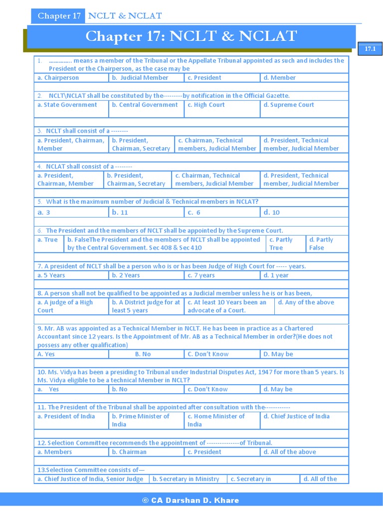 Chapter 17: NCLT & NCLAT | PDF | Tribunal | Judge