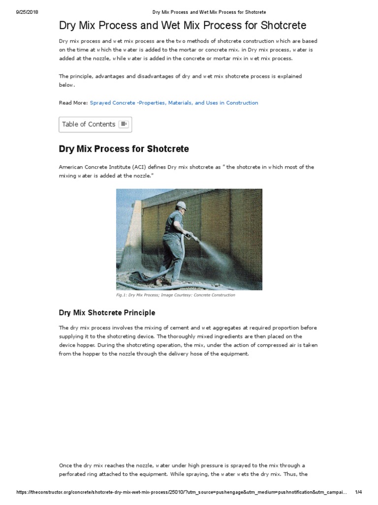 Dry Mix Process and Wet Mix Process For Shotcrete | PDF | Concrete ...