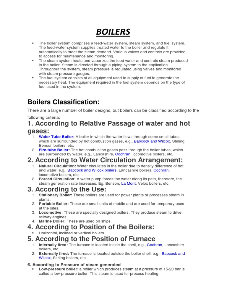 Boilers Classification | PDF | Boiler | Steam