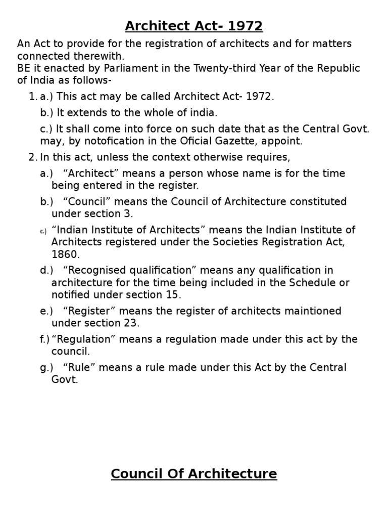 Architect Act - 1972 | PDF | Government | Justice