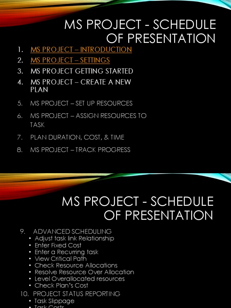 Computer - Aided Project Management (CPM) - Ms Project Schedule | PDF