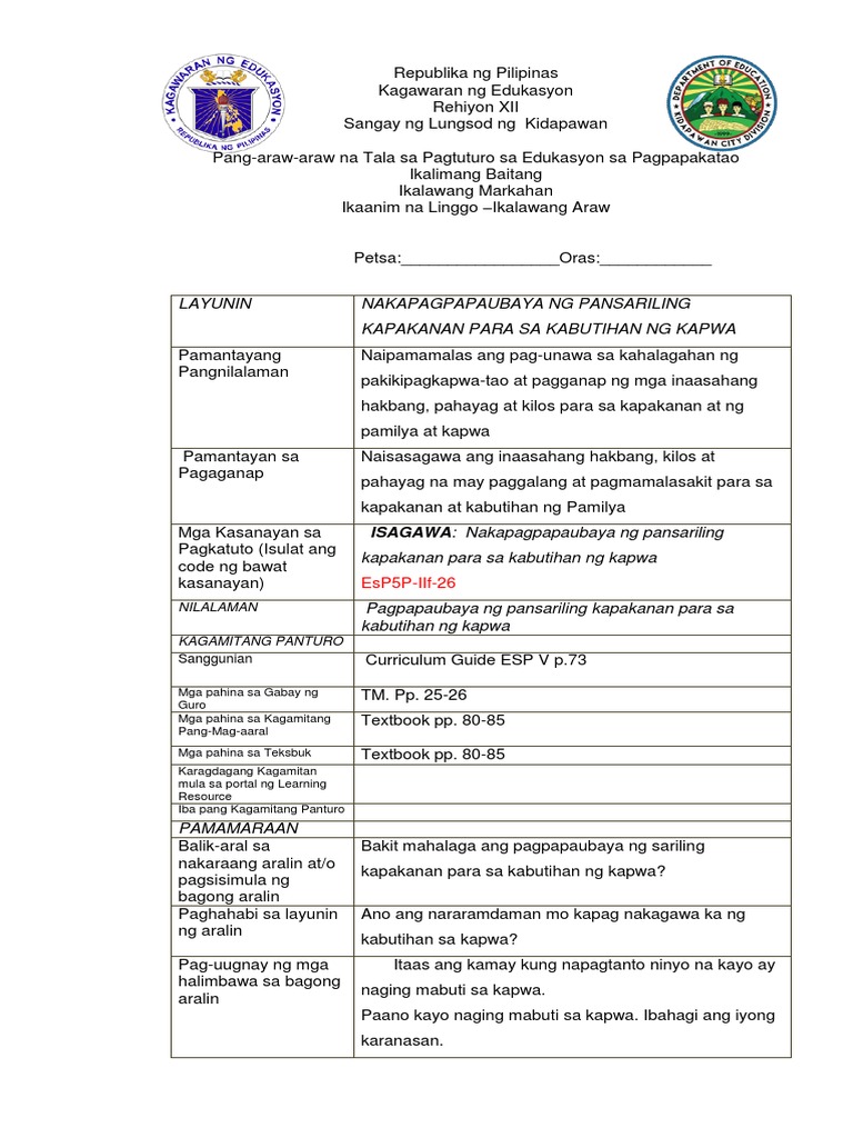 Esp 5 q2 WK 6 Day 2 | PDF