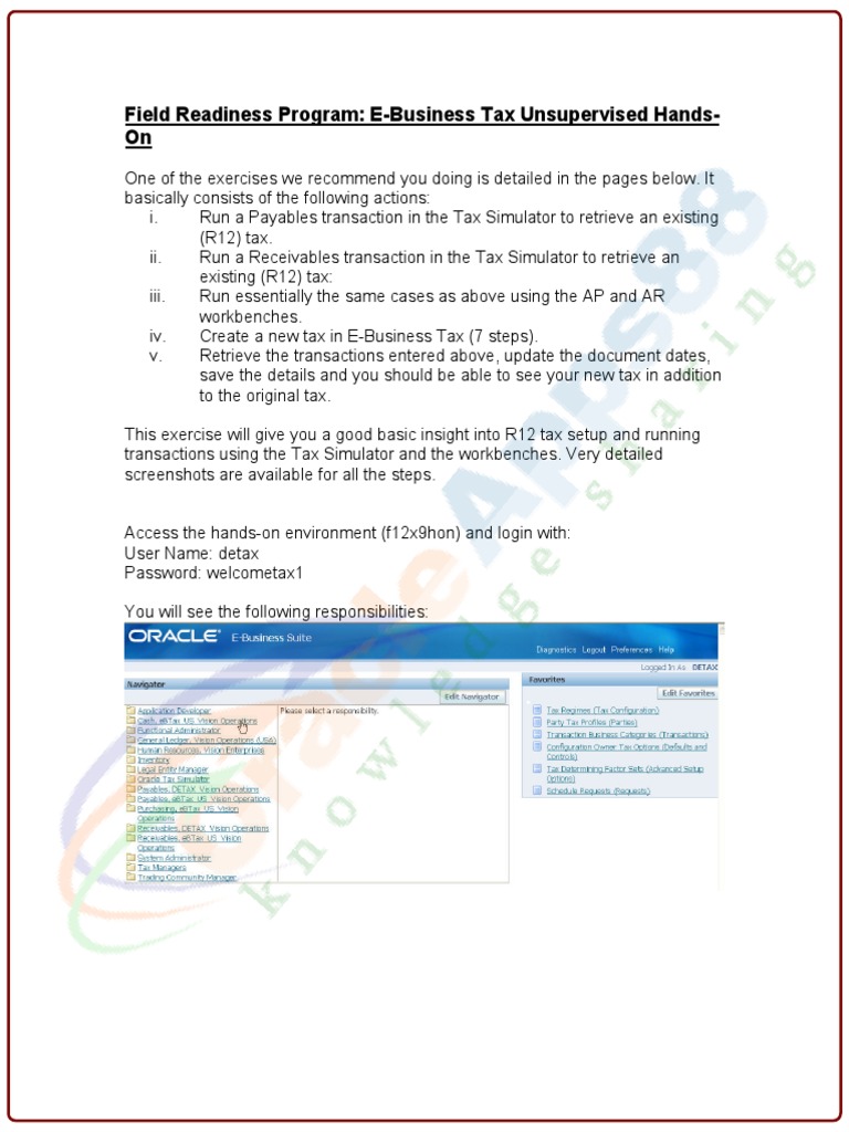 Comprehensive Hands-On Exercise for Creating a New Tax in Oracle E ...