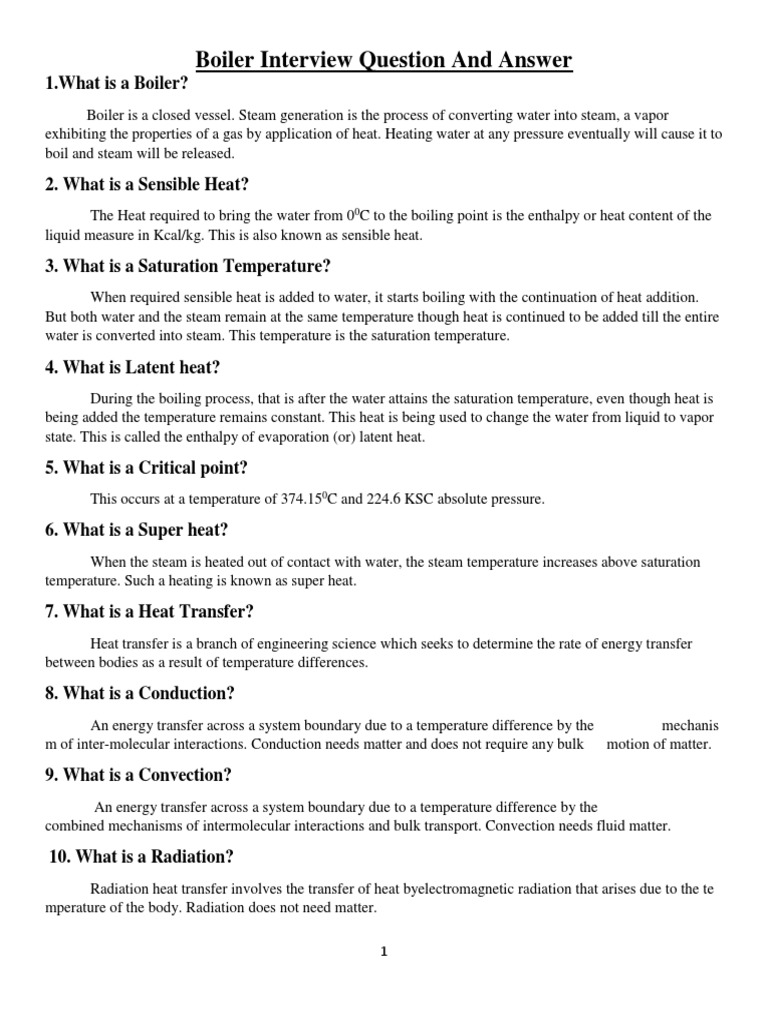 Boiler Interview Question and Answer | PDF | Boiler | Heat
