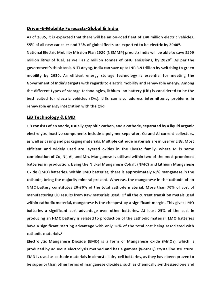 Electrolytic Manganese Dioxide White Paper | PDF | Manganese | Electric ...