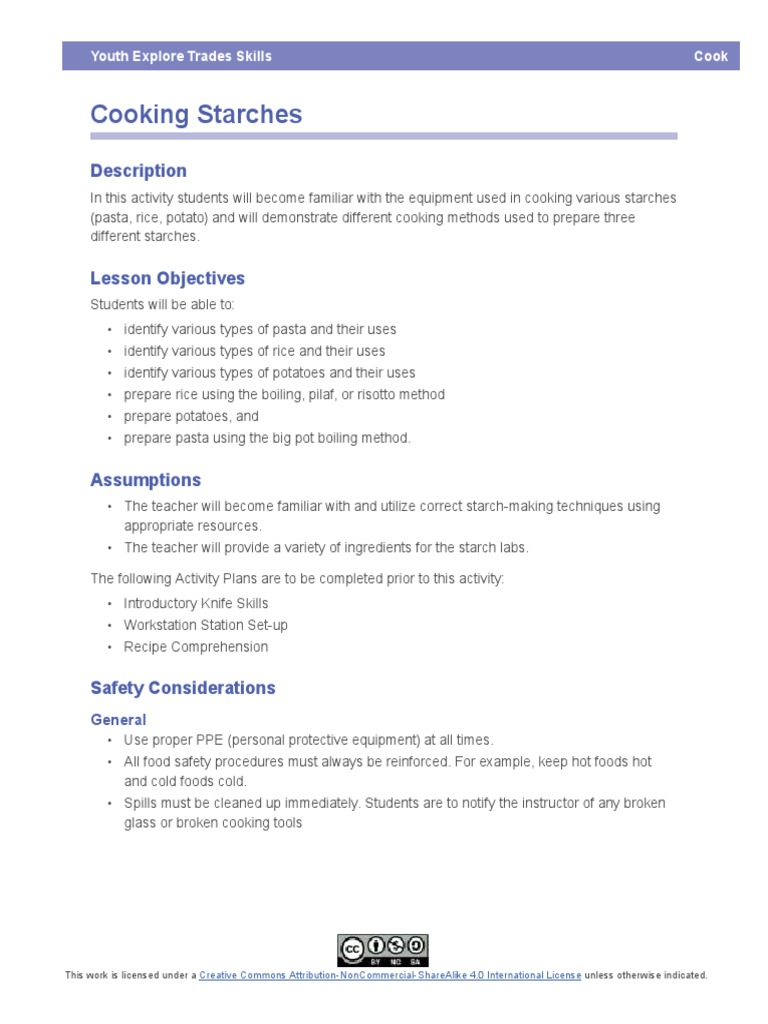 Cooking Starches: Description | PDF | Cooking | Pasta