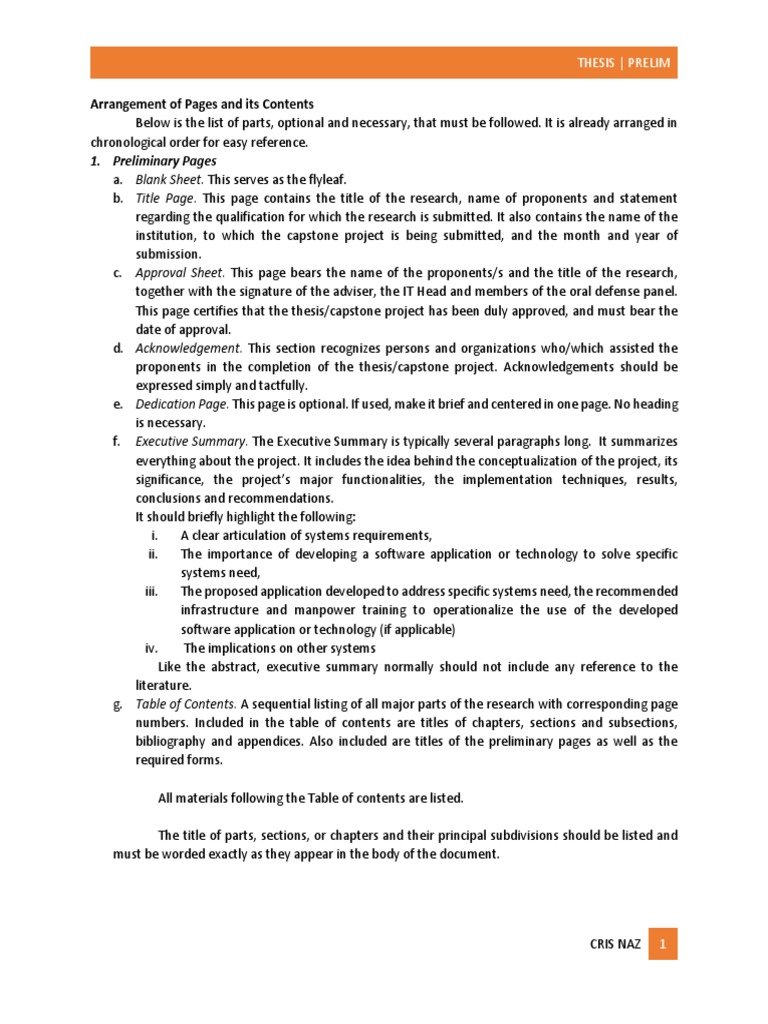 Preliminary Pages: Arrangement of Pages and Its Contents | PDF | Thesis ...