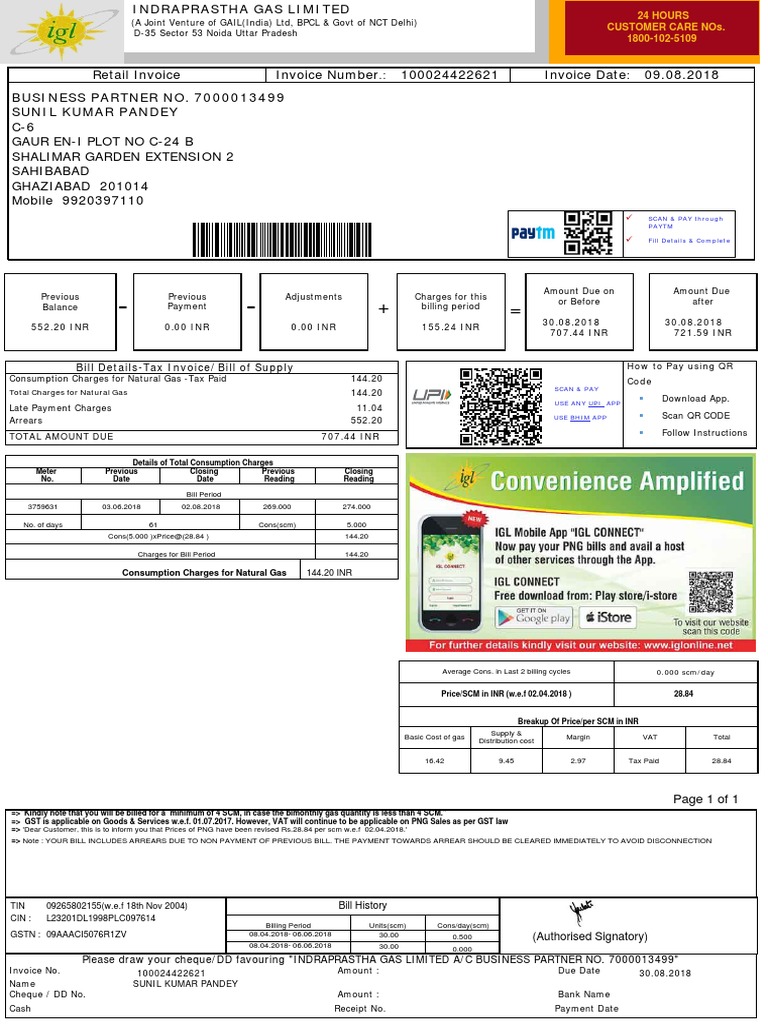 Retail Invoice for Natural Gas Charges | PDF | Invoice | Value Added Tax